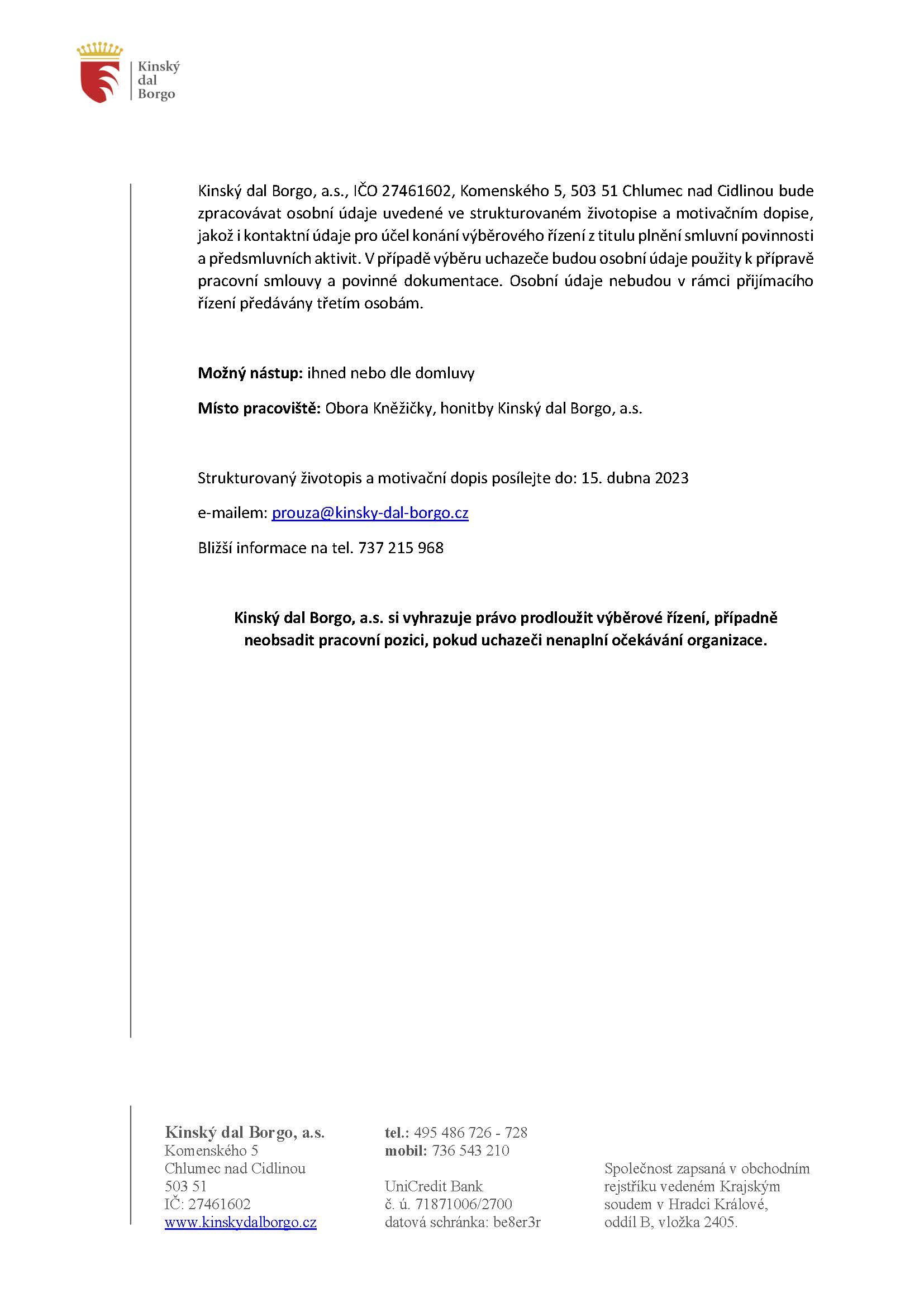 Práce v ČR - Fakulta lesnická a dřevařská ČZU v Praze